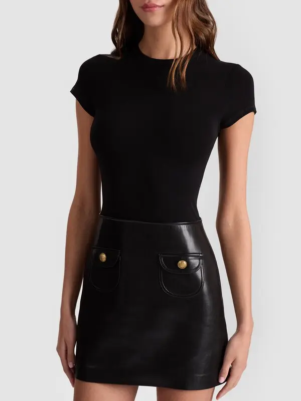 Alice + Olivia Sydney Vegan Leather Mini Dress