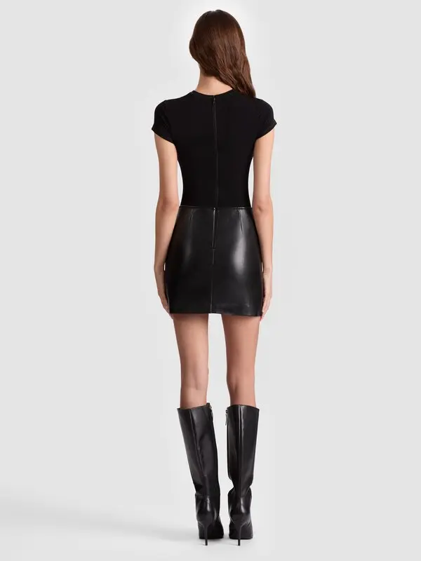Alice + Olivia Sydney Vegan Leather Mini Dress