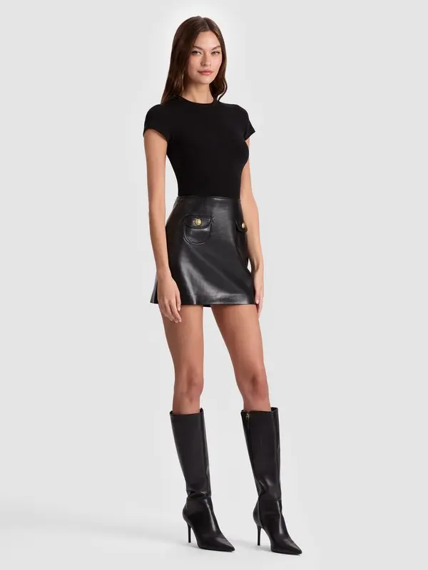 Alice + Olivia Sydney Vegan Leather Mini Dress