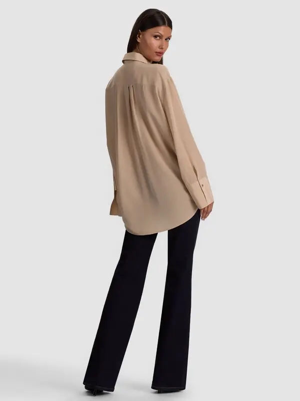 Alice + Olivia Oversized Silk Button-down Shirt