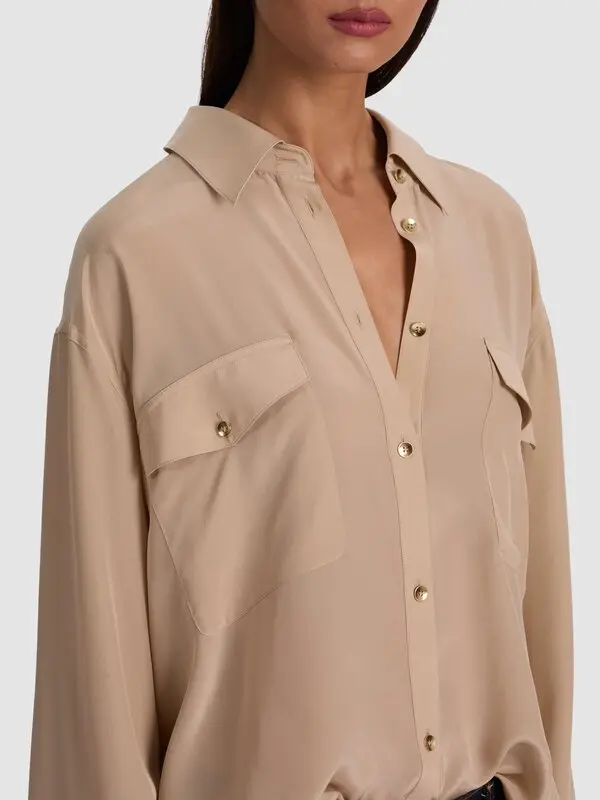 Alice + Olivia Oversized Silk Button-down Shirt
