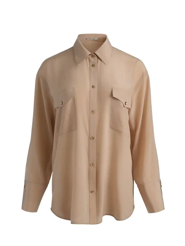 Alice + Olivia Oversized Silk Button-down Shirt
