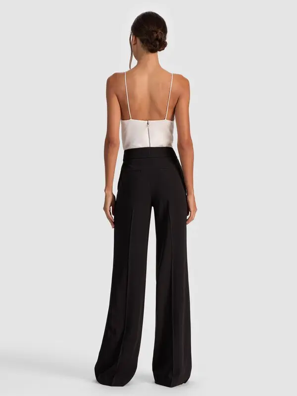 Alice + Olivia Dylan Wide Leg Crepe Trousers - Black