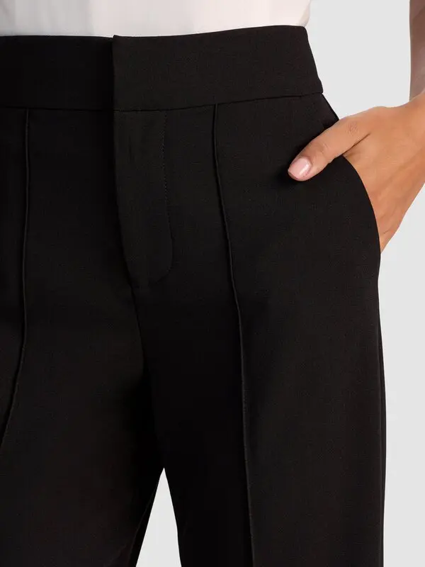 Alice + Olivia Dylan Wide Leg Crepe Trousers - Black