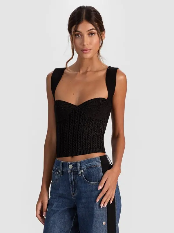 Alice + Olivia Adrianna Knit Corset - Black