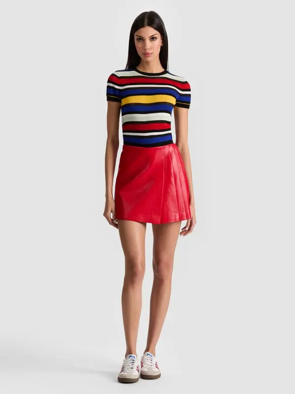 Alice + Olivia Toni Vegan Leather Mini Skirt