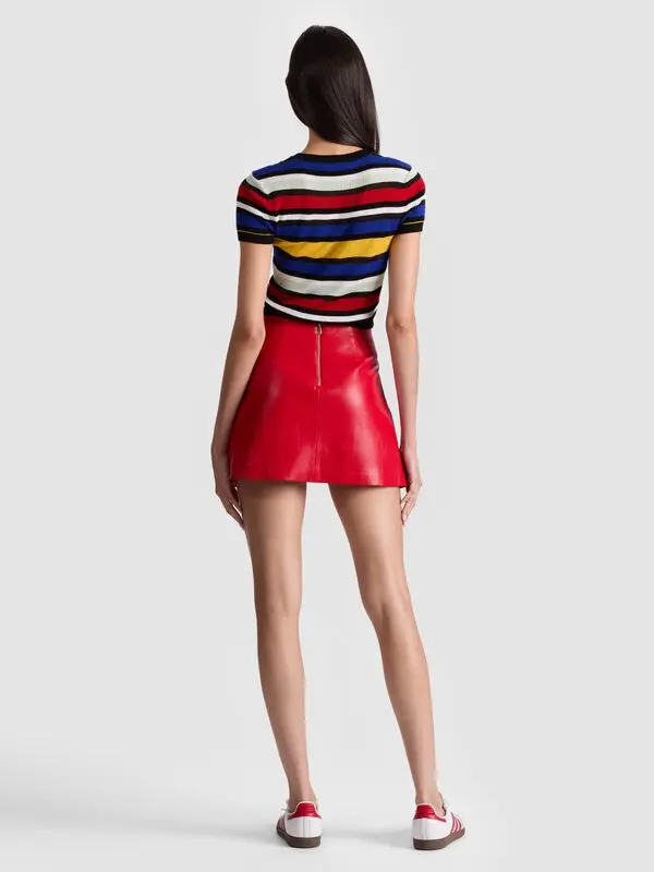 Alice + Olivia Toni Vegan Leather Mini Skirt