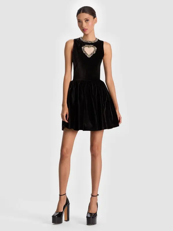 Alice + Olivia Ella Velvet Mini Dress With Heart Cutout