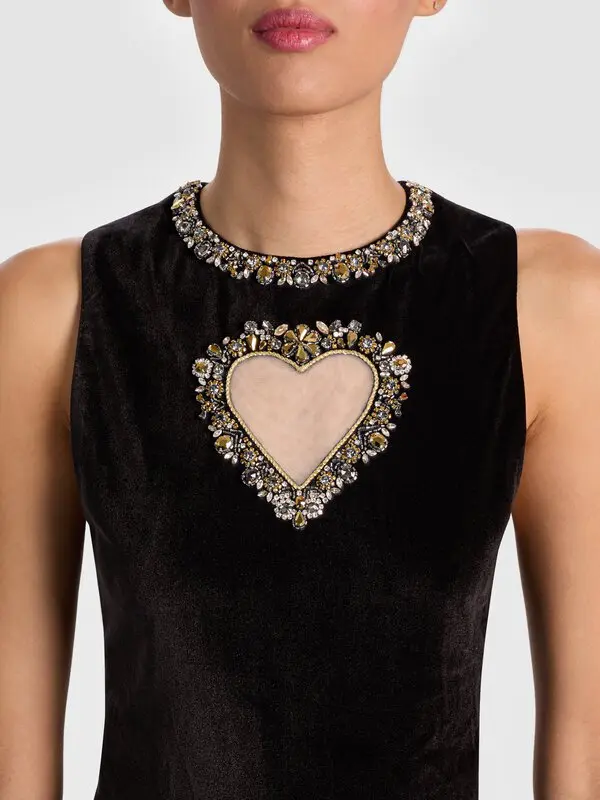 Alice + Olivia Ella Velvet Mini Dress With Heart Cutout
