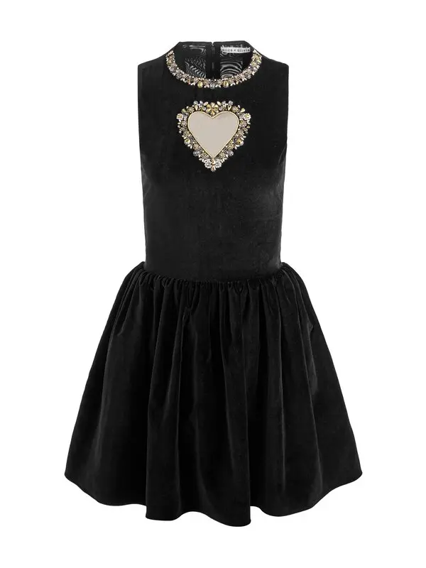 Alice + Olivia Ella Velvet Mini Dress With Heart Cutout