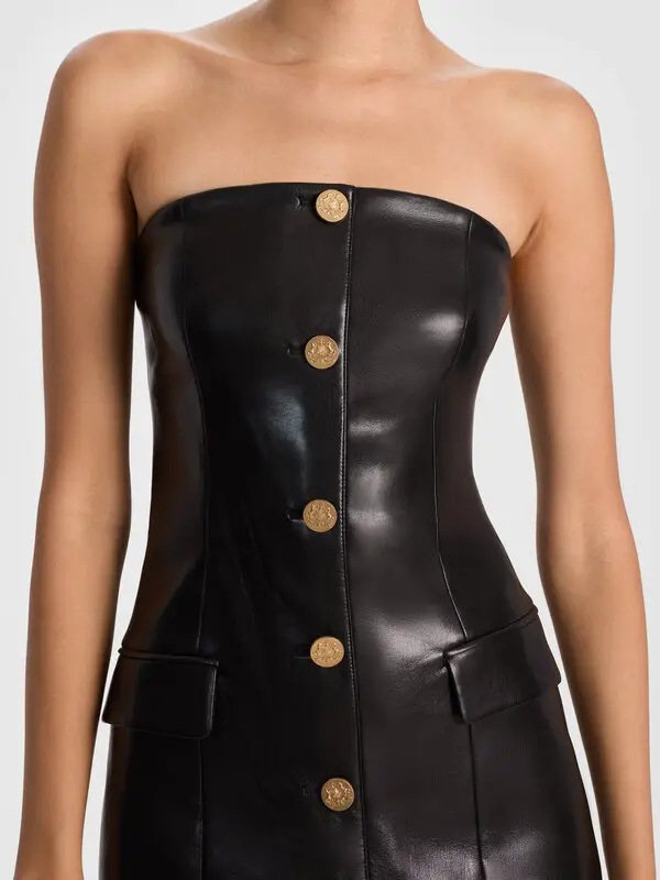 Alice + Olivia Strapless Vegan Leather Mini Blazer Dress