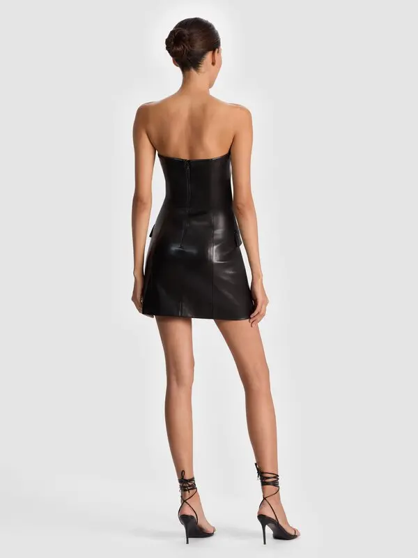 Alice + Olivia Strapless Vegan Leather Mini Blazer Dress