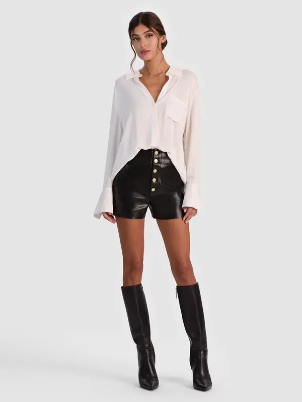 Alice + Olivia Baylor Vegan Leather Corset Shorts