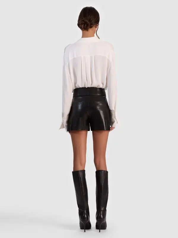 Alice + Olivia Baylor Vegan Leather Corset Shorts