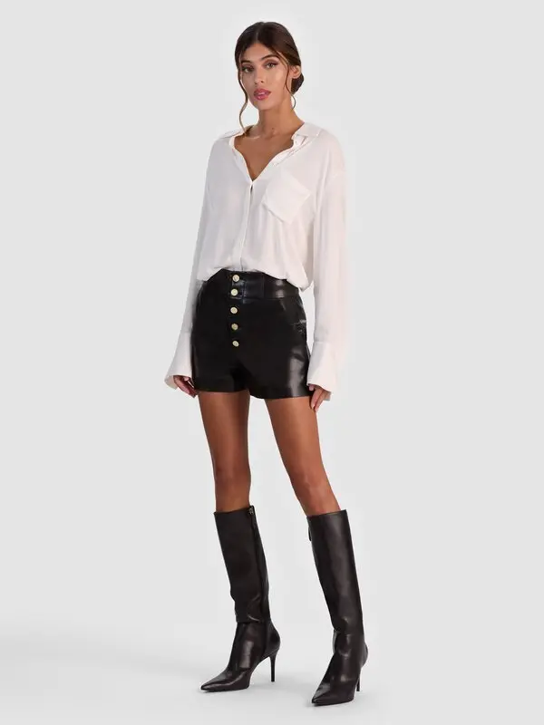 Alice + Olivia Baylor Vegan Leather Corset Shorts