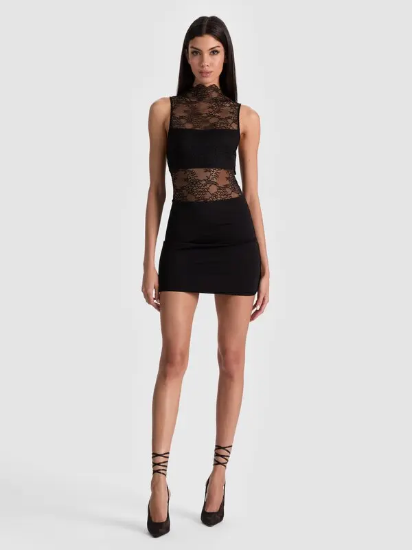 Alice + Olivia Nichol Lace Mini Dress - Black
