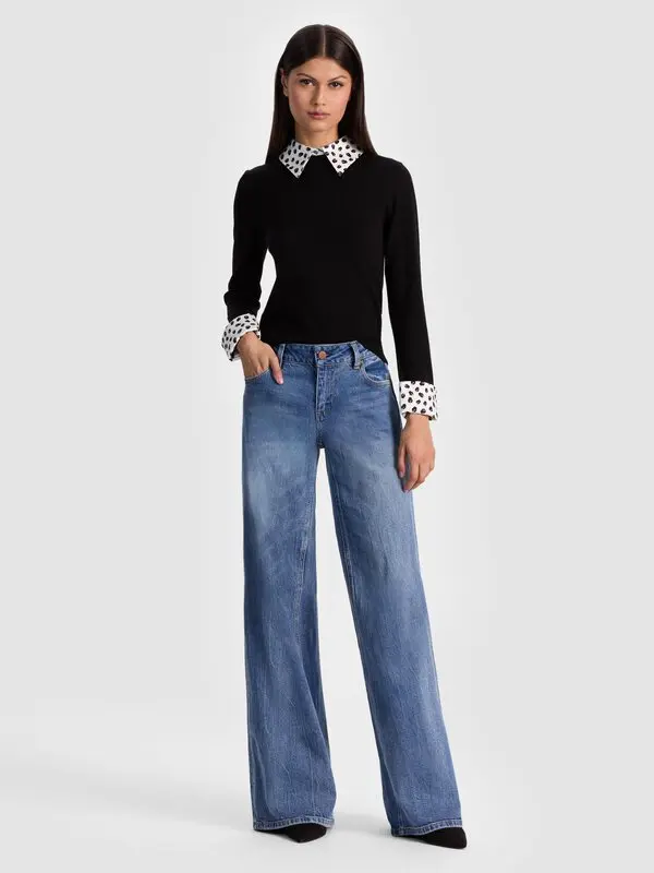 Alice + Olivia Porla Staceface Collared Sweater