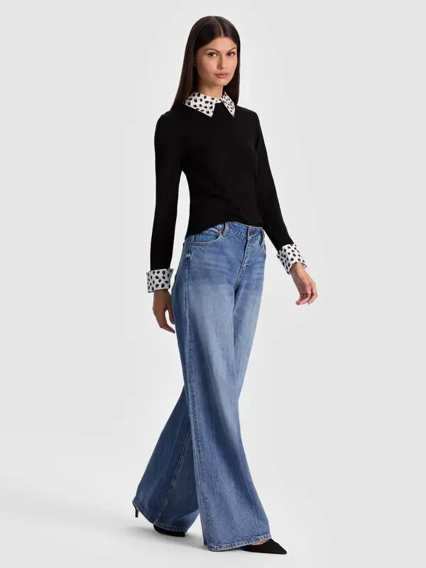 Alice + Olivia Porla Staceface Collared Sweater