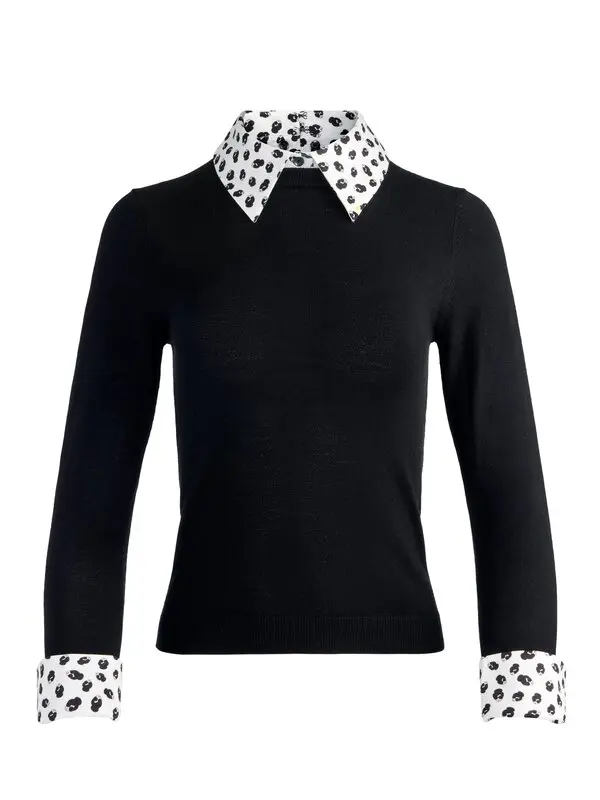 Alice + Olivia Porla Staceface Collared Sweater