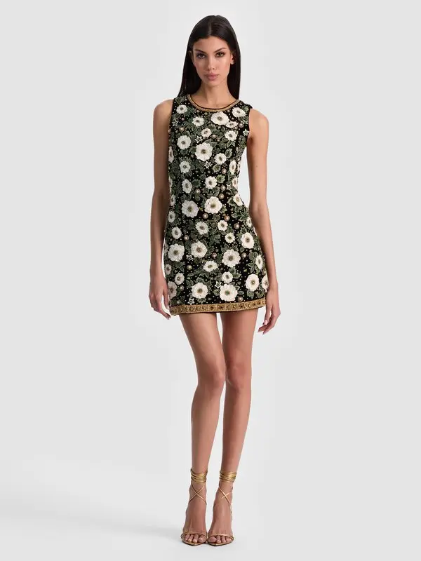 Alice + Olivia Lindsey Embellished Gown - Black/multi
