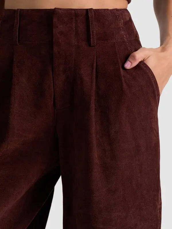 Alice + Olivia Suede Wide Leg Cropped Trousers