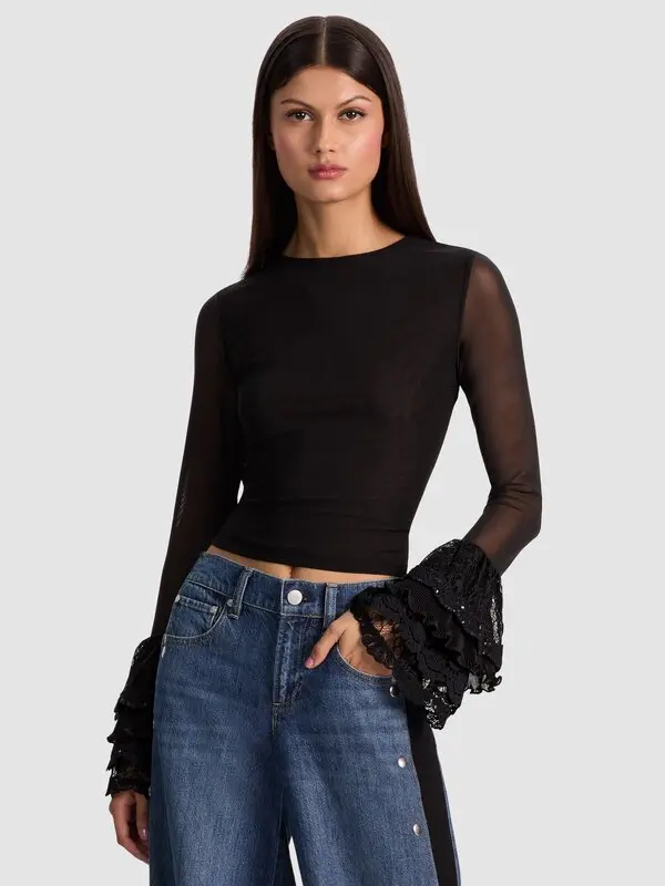 Alice + Olivia Delaina Top With Ruffle Cuff