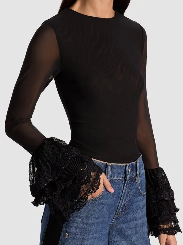 Alice + Olivia Delaina Top With Ruffle Cuff