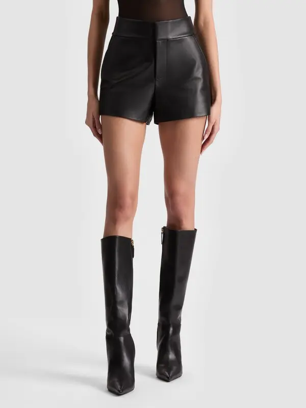 Alice + Olivia Cady Leather Short - Black