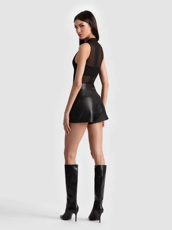Alice + Olivia Cady Leather Short - Black
