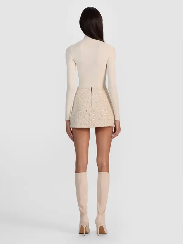 Alice + Olivia Rubi Embellished Tweed Mini Skirt