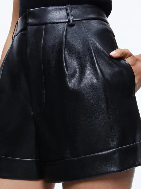 Alice + Olivia Vegan Leather Tailored Shorts