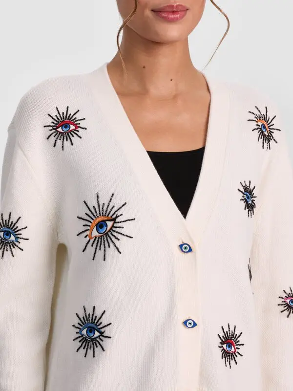 Alice + Olivia Bradley Embellished Merino Wool Cardigan