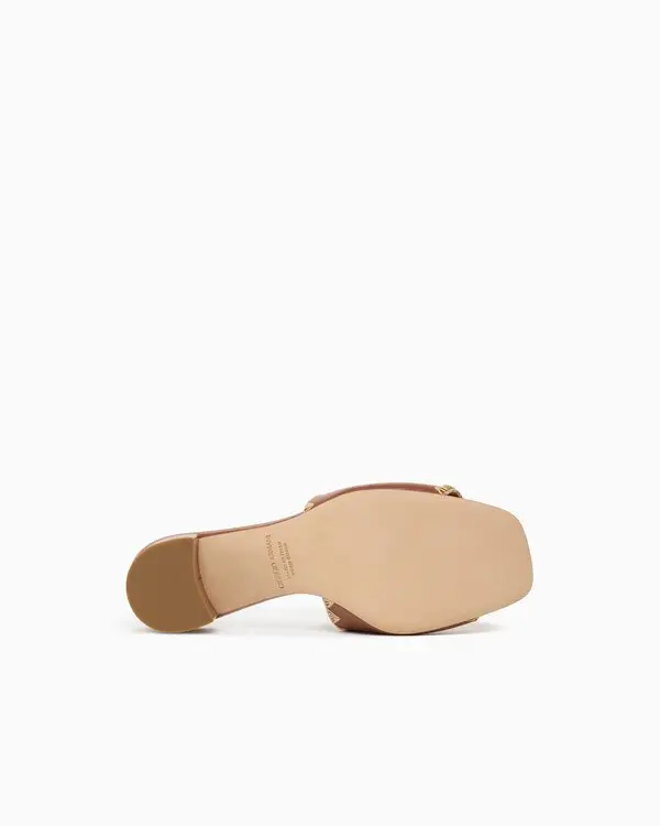 Giorgio Armani Leather Heeled Sandals With Raffia Detail
