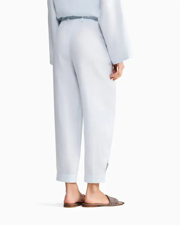 Giorgio Armani Wide-leg Hemp Trousers - Light Blue