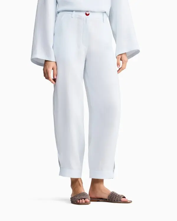 Giorgio Armani Wide-leg Hemp Trousers - Light Blue