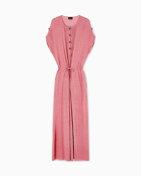 Giorgio Armani Long Linen And Silk Blend Dress - Pink
