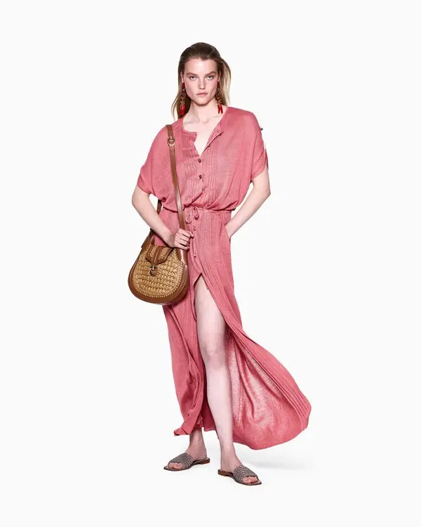Giorgio Armani Long Linen And Silk Blend Dress