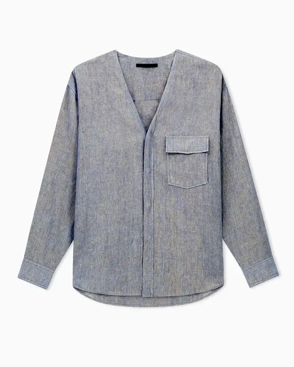 Giorgio Armani Pure Linen Canvas Shirt Jacket - Beige