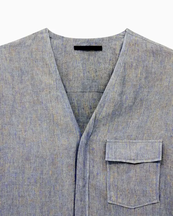 Giorgio Armani Pure Linen Canvas Shirt Jacket