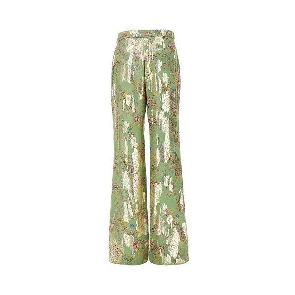 Valentino Garavani Fil Coupé Silk Pants With Floral Print