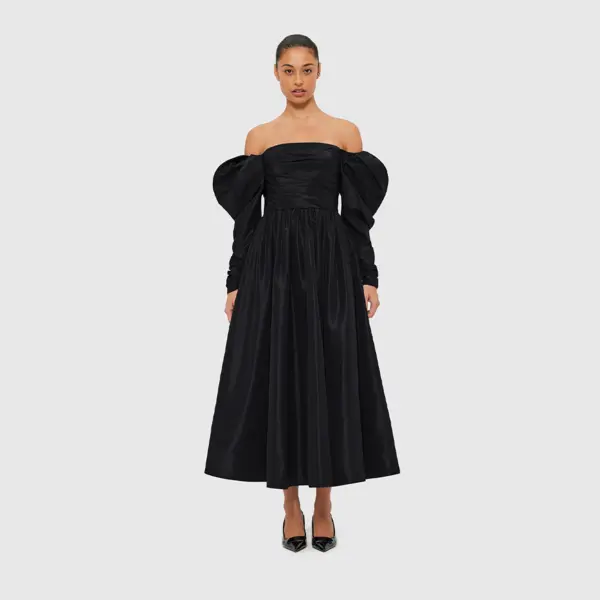LEO LIN Off-shoulder Bustier Midi Dress - Ebony