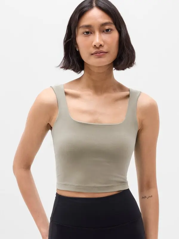Athleta Transcend Square Neck Crop Sports Bra A-c - Willow