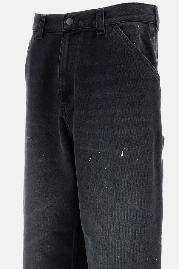 Carhartt Work In Progress Original Loose Fit Cotton Canvas Workwear Pants - Nero