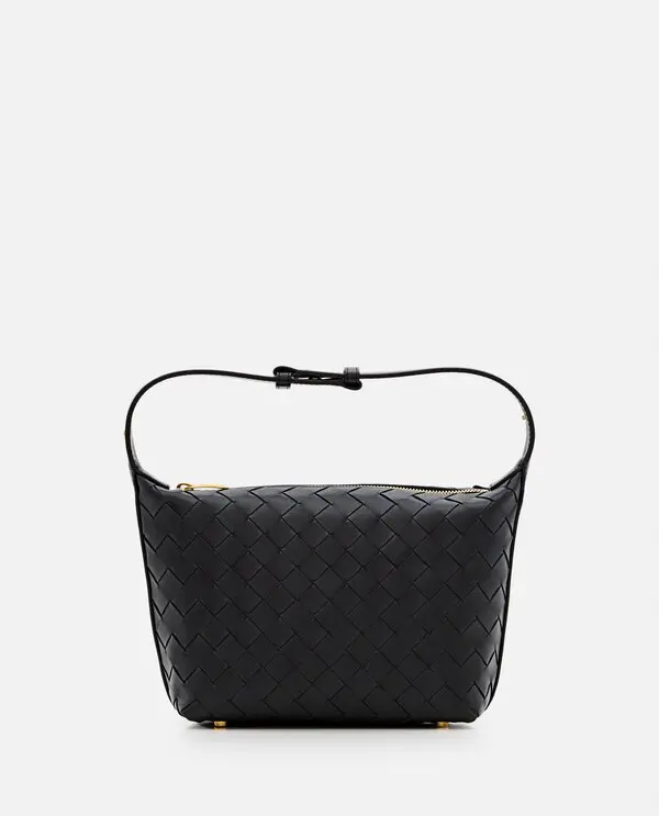 Bottega Veneta Mini Wallace Bag In Woven Leather - Black