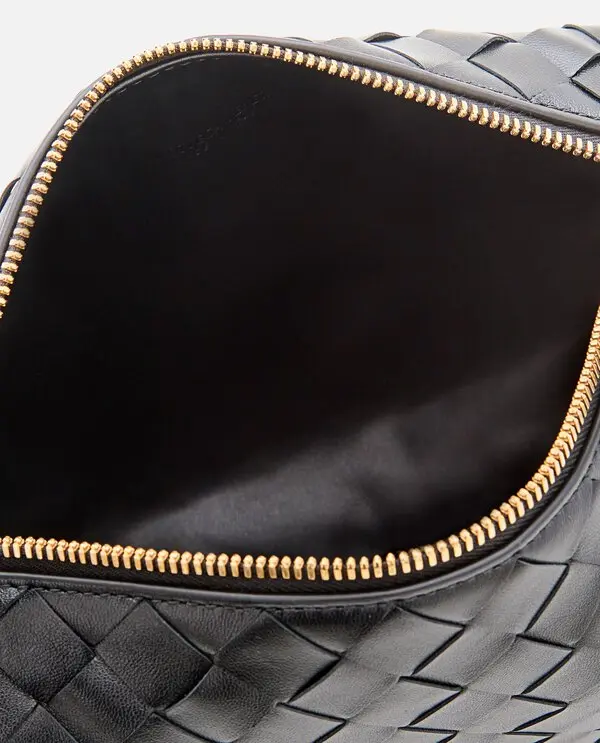 Bottega Veneta Mini Wallace Bag In Woven Leather - Black