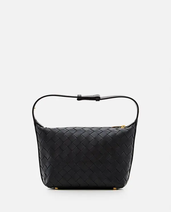 Bottega Veneta Mini Wallace Bag In Woven Leather - Black