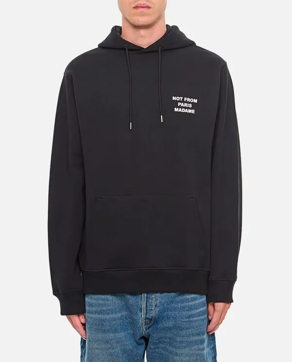 Drole De Monsieur Slogan Hooded Sweatshirt - Black