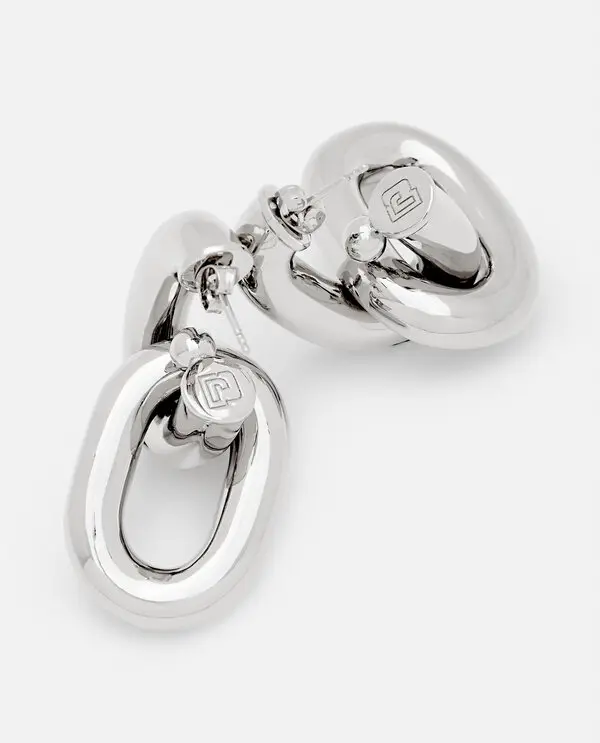 Rabanne Xl Link Double Hoop Earrings - Silver