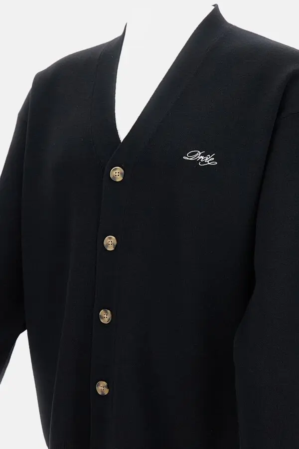 Drole De Monsieur V-neck Cardigan With Embroidered Logo