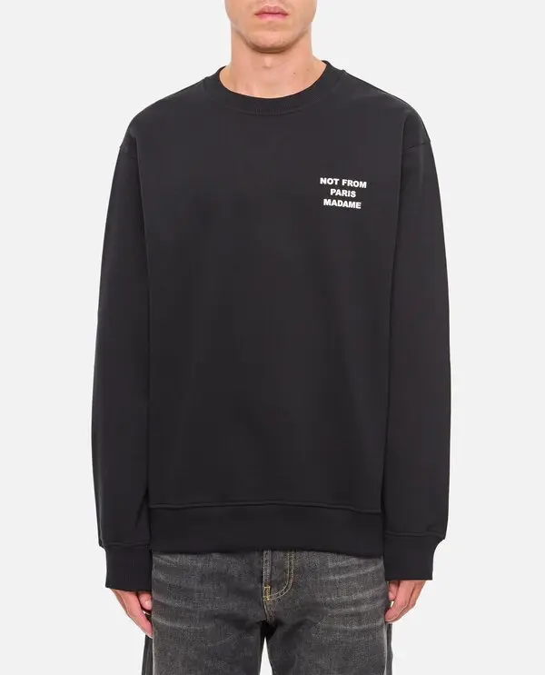 Drole De Monsieur Slogan Crewneck Sweatshirt - Black
